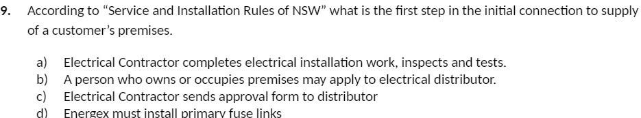 Solved 9. According to "Service and Installation Rules of | Chegg.com