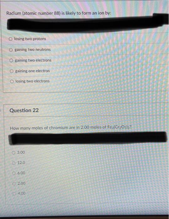 Solved Radium (atomic number 88) is likely to form an ion | Chegg.com