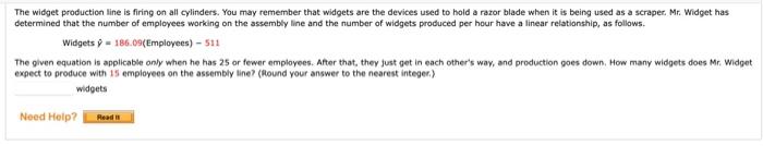 Solved The widget production line is firing on all | Chegg.com