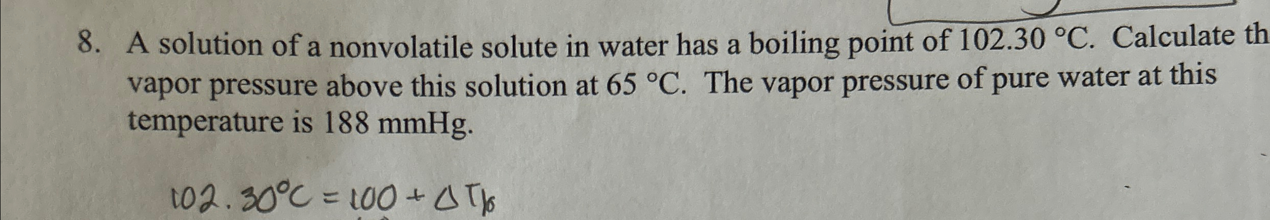 Solved A solution of a nonvolatile solute in water has a | Chegg.com