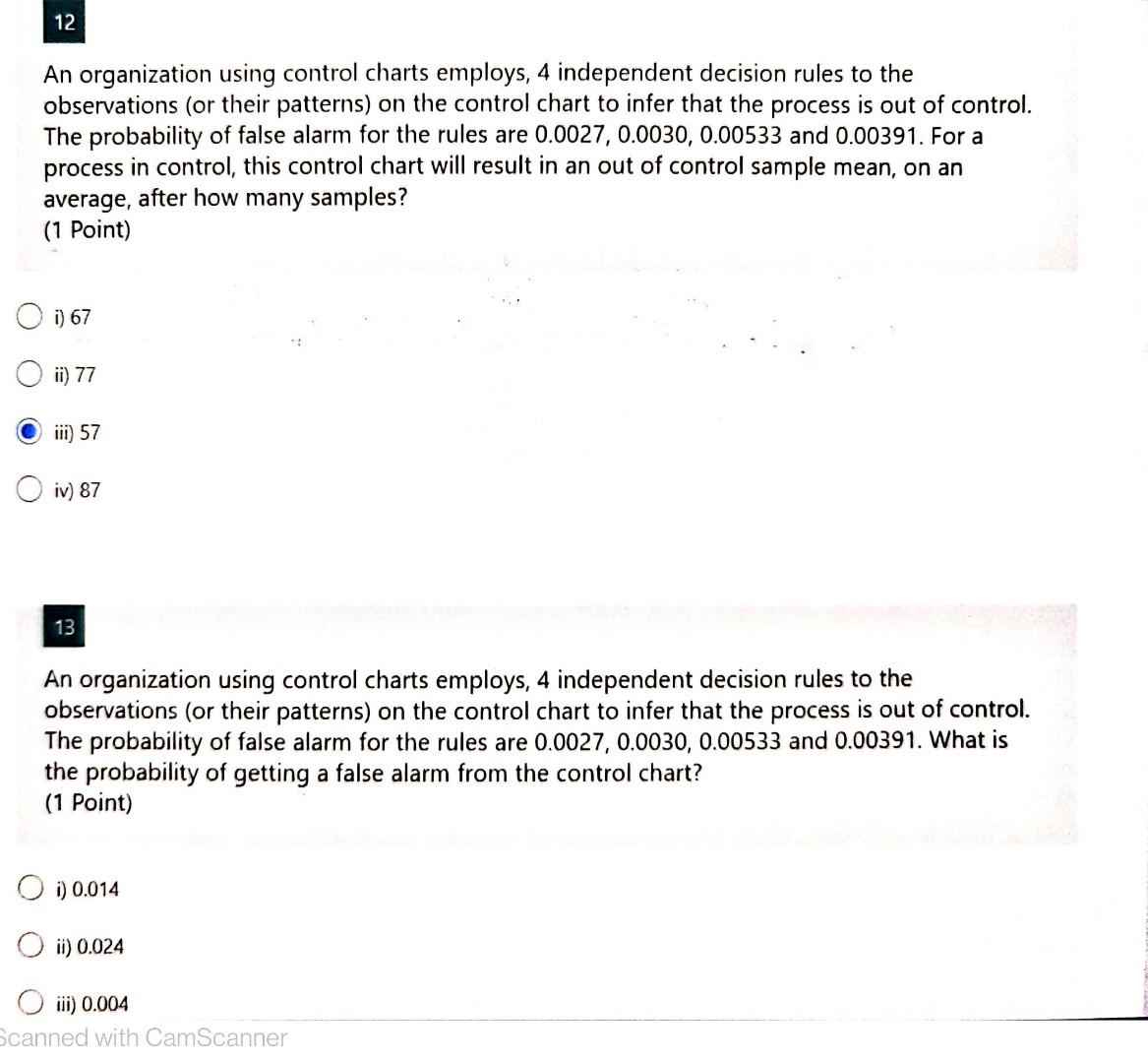 Solved 12 An organization using control charts employs, 4 | Chegg.com