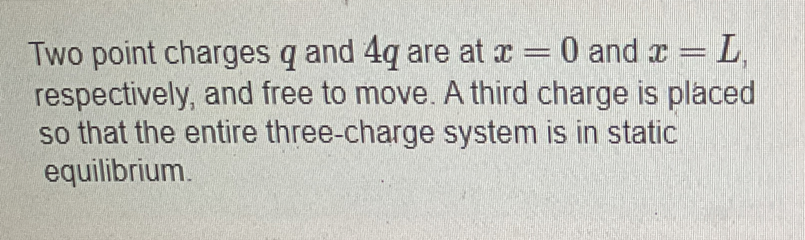 Solved Two point charges q ﻿and 4q ﻿are at x=0 ﻿and | Chegg.com