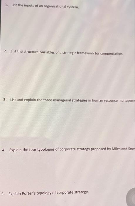 Solved that the outs of interam 2. Ut the structural vanaf | Chegg.com