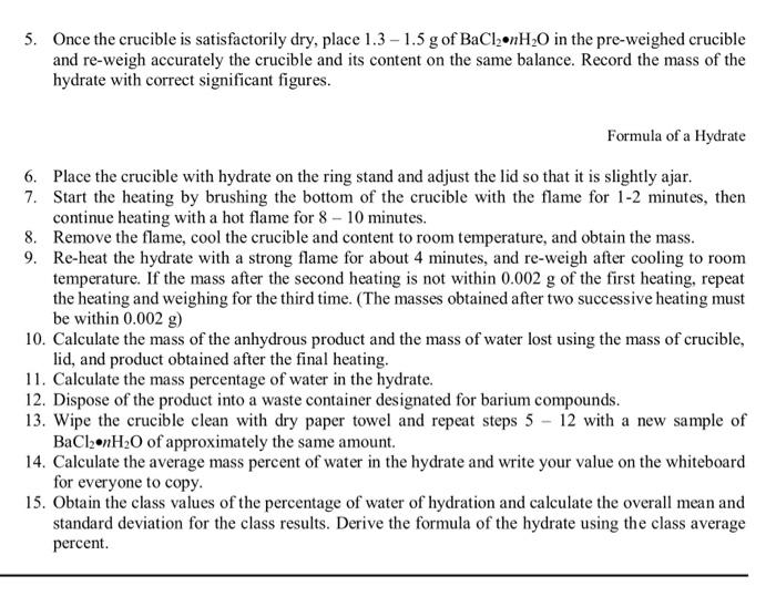 Solved Name: Experiment-A4: Determination of Hydrate | Chegg.com