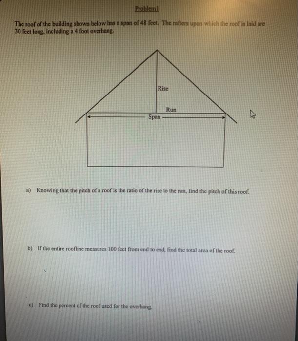 Solved Problemi The roof of the building shown below has a | Chegg.com