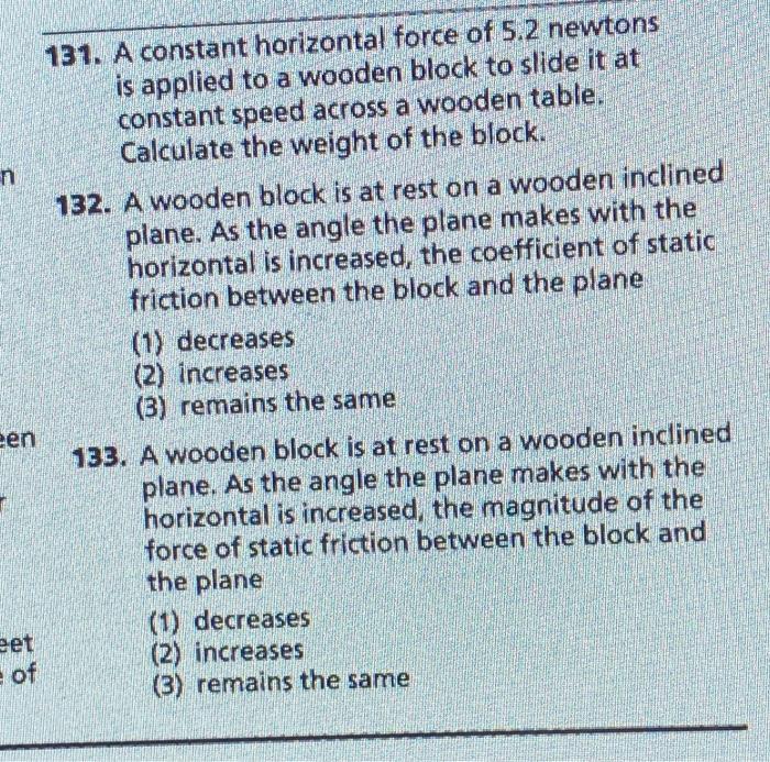 Solved n 131. A constant horizontal force of 5.2 newtons is | Chegg.com