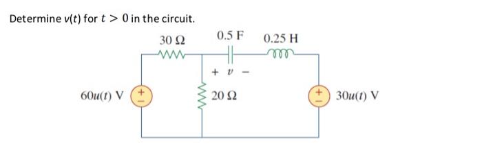 Solved Determine v(t) for t>0 in the circuit. | Chegg.com
