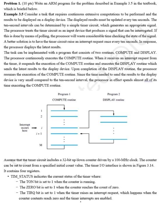 Solved Problem 1. (10 pts) Write an ARM program for the | Chegg.com