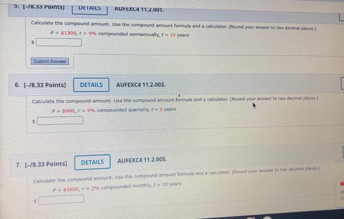 Solved Calculate the compound amount. Use the compound | Chegg.com