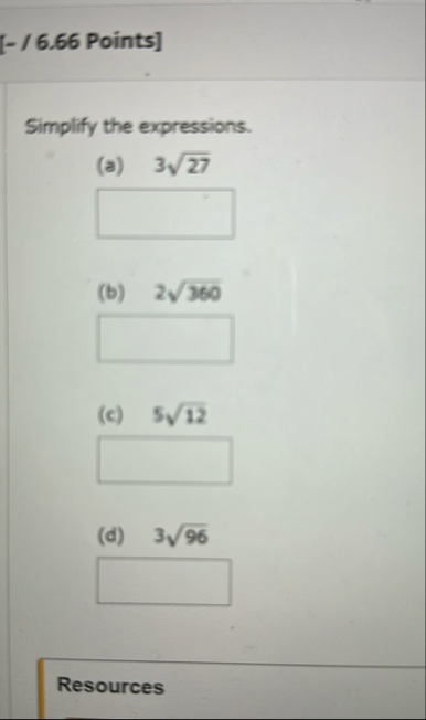 Solved [- / 6.66 ﻿Points]Simplify the | Chegg.com