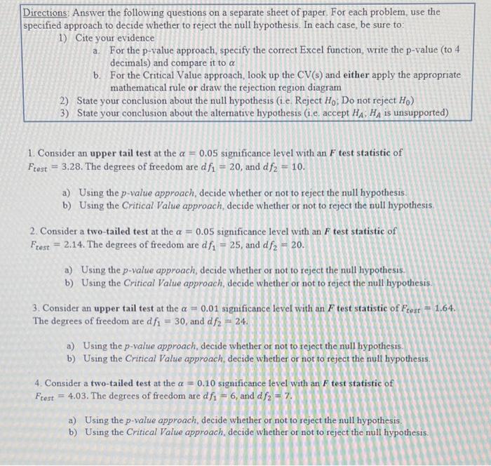 Solved Directions: Answer the following questions on a | Chegg.com