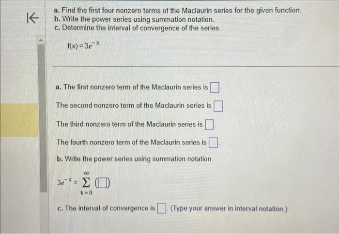 Solved a. Find the first four nonzero terms of the Maclaurin | Chegg.com