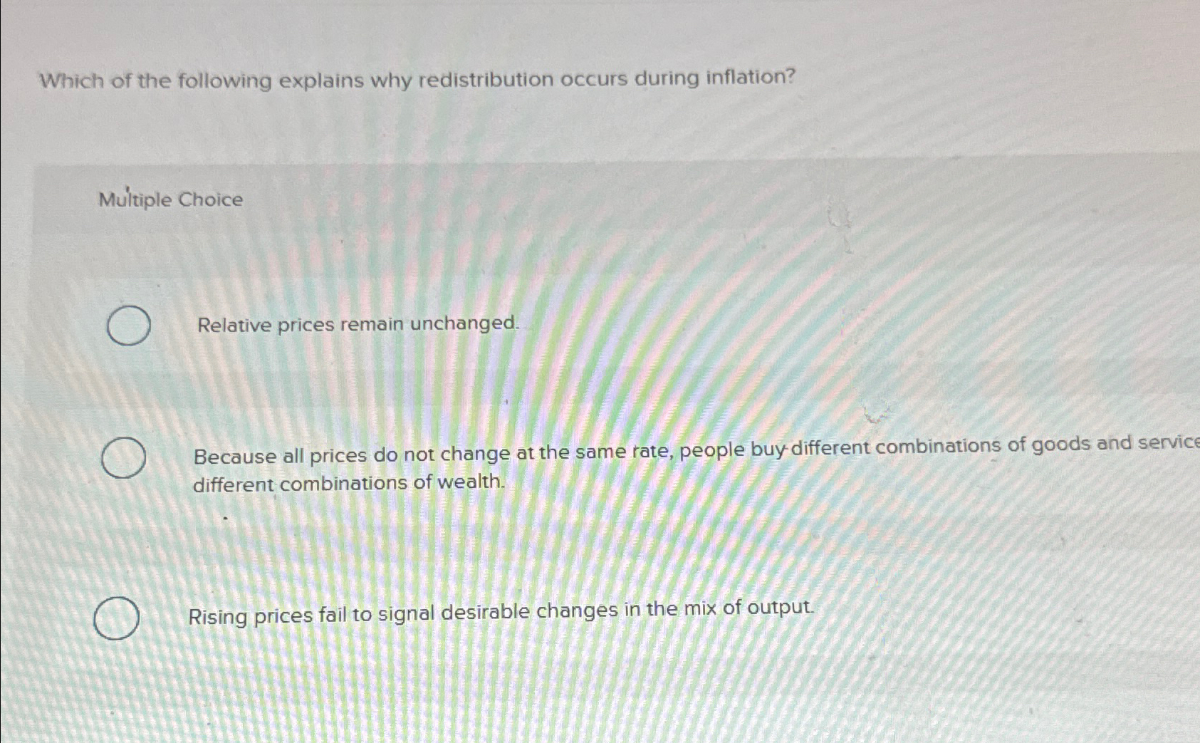 Solved Which of the following explains why redistribution | Chegg.com
