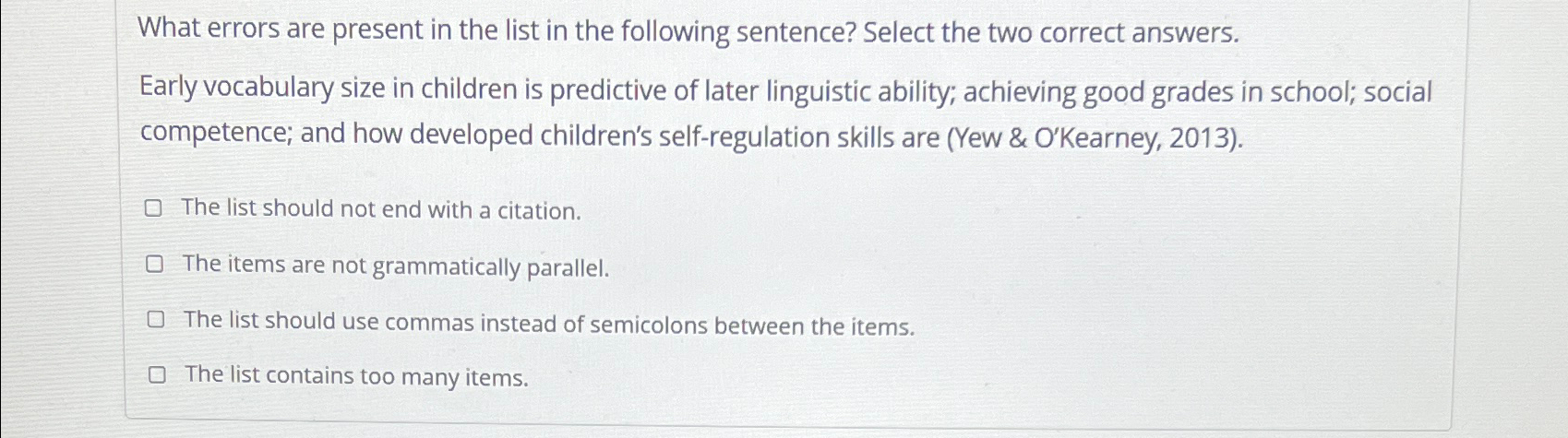 Solved What errors are present in the list in the following | Chegg.com