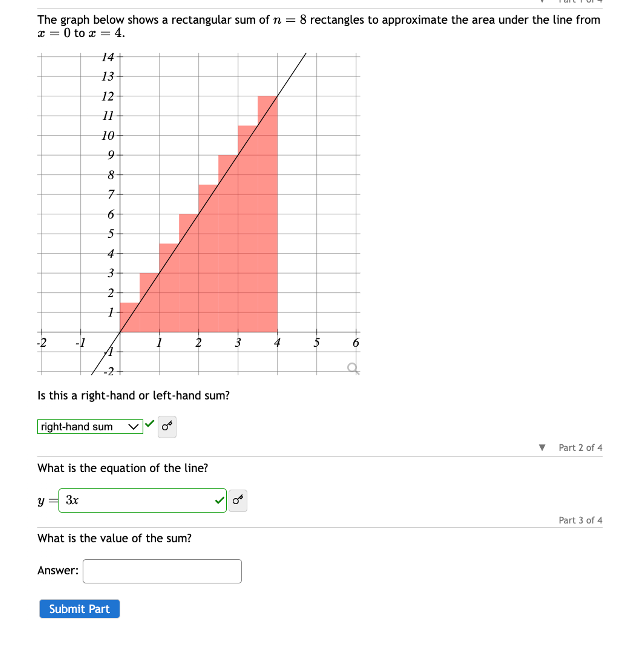 Solved The graph below shows a rectangular sum of n=8 | Chegg.com