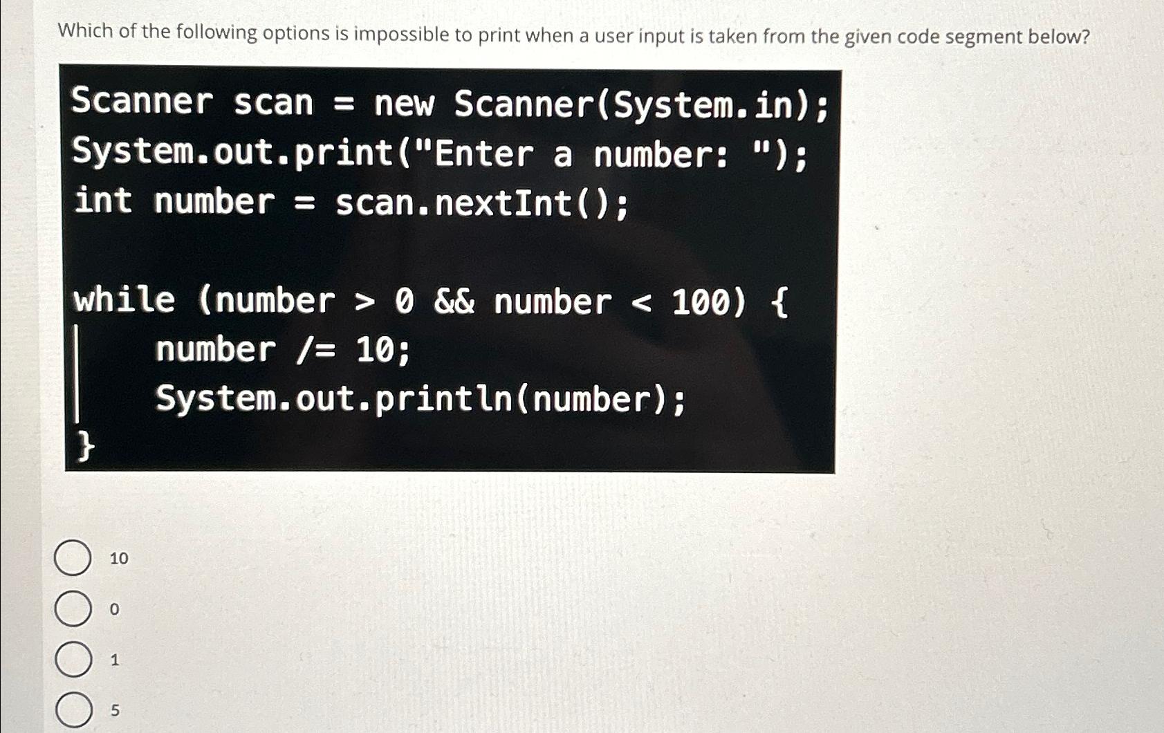 Solved Which of the following options is impossible to print | Chegg.com