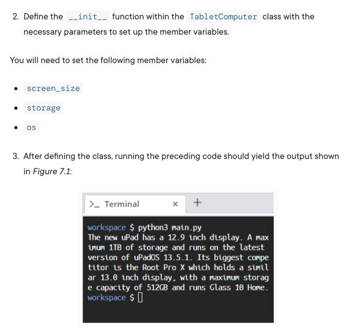 Solved 1. Define the TabletComputer class in the main.py | Chegg.com