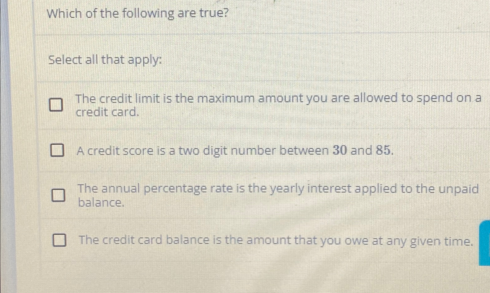 Solved Which of the following are true?Select all that | Chegg.com