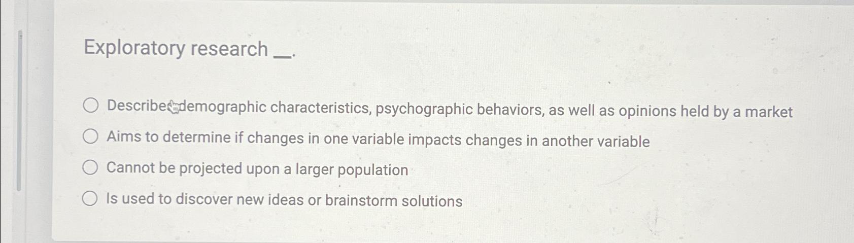 Solved Exploratory researchDescribe findemographic | Chegg.com