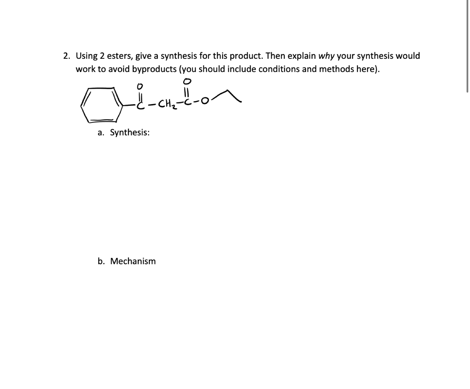 Solved Using 2 ﻿esters, give a synthesis for this product. | Chegg.com