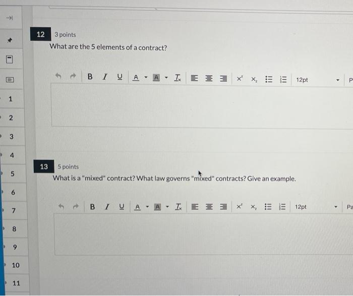 Solved 3 points What are the 5 elements of a contract? 5 | Chegg.com