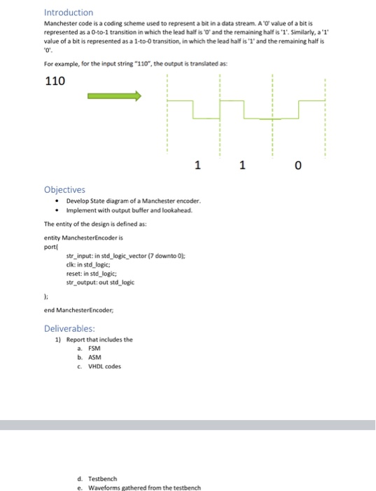 Introduction Manchester code is a coding scheme used | Chegg.com
