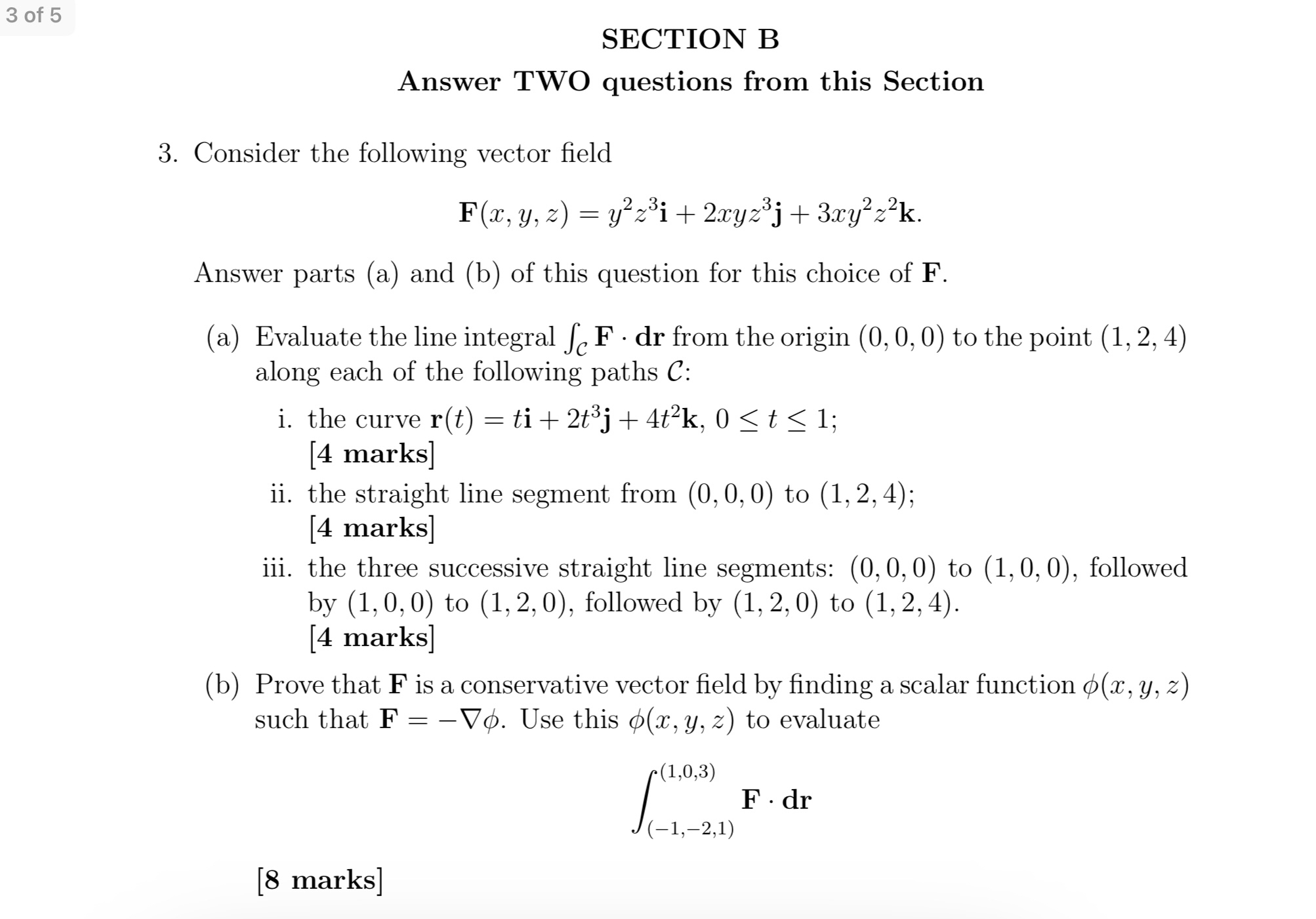 Solved 3 ﻿of 5SECTION BAnswer TWO questions from this | Chegg.com