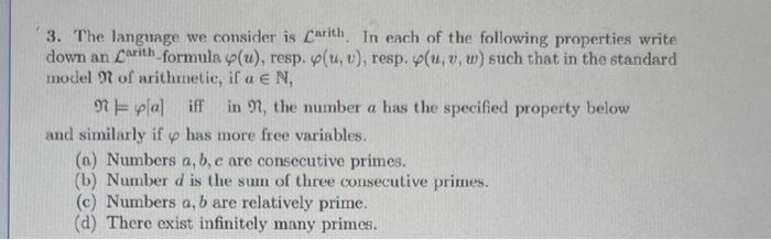 Solved 3. The language we consider is Larith . In each of | Chegg.com