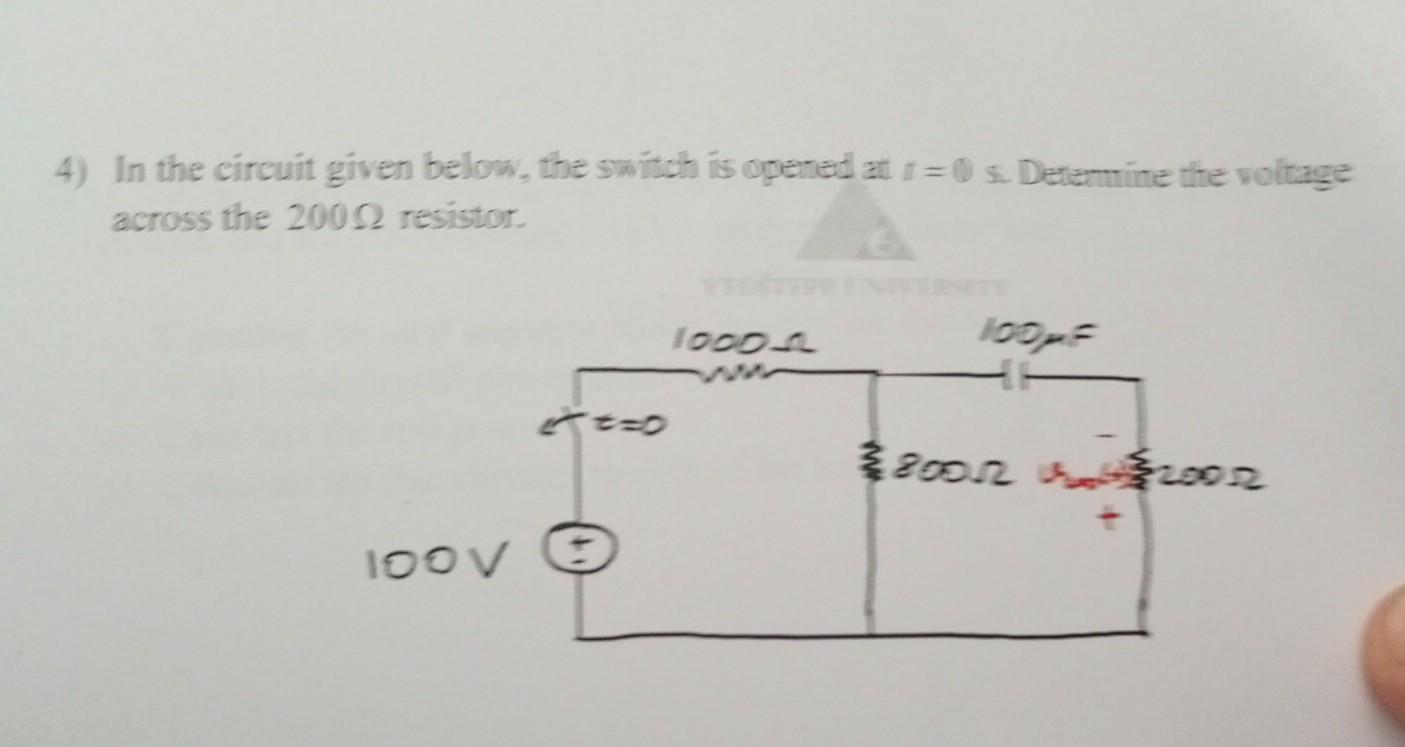 Solved 4) In the circuit given below, the switch is opened | Chegg.com