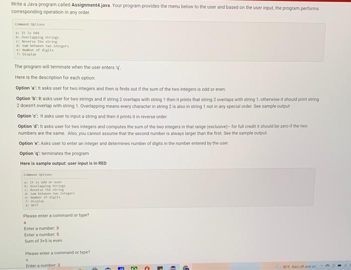 Solved Write A Java Program Called Assignment4java Your 7711