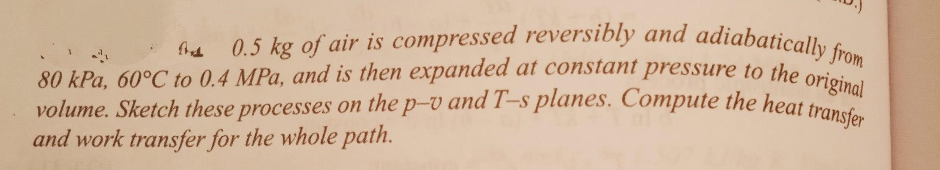 Solved fhes 0.5 kg of air is compressed reversibly and | Chegg.com
