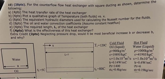 Solved 10) (28pts). For the counterflow flow heat exchanger | Chegg.com