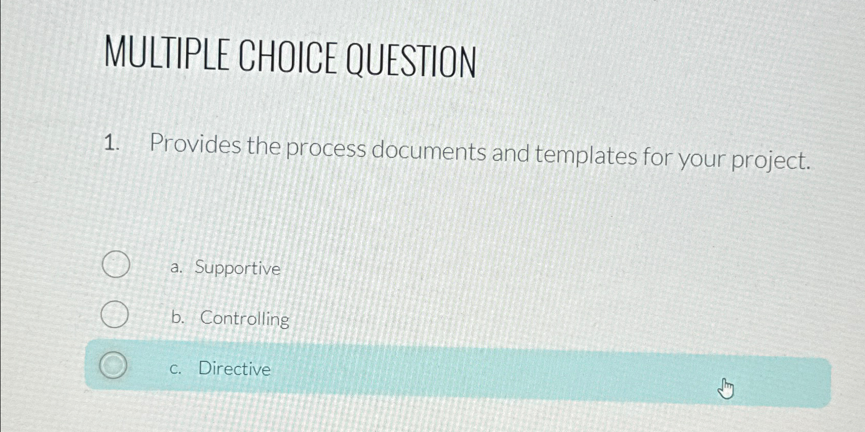 Solved MULTIPLE CHOICE QUESTIONProvides the process | Chegg.com