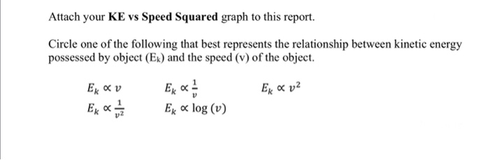 Solved Attach your KE vs Speed Squared graph to this report. | Chegg.com
