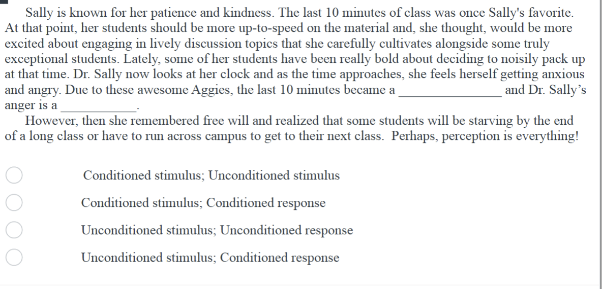 Solved Sally is known for her patience and kindness. The | Chegg.com