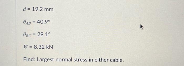 Solved Problem: Calculate stress in a cable Statement: Two | Chegg.com