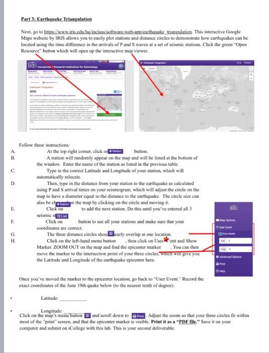 Solved Part 3: Earthquake Triangulation Next, go to | Chegg.com