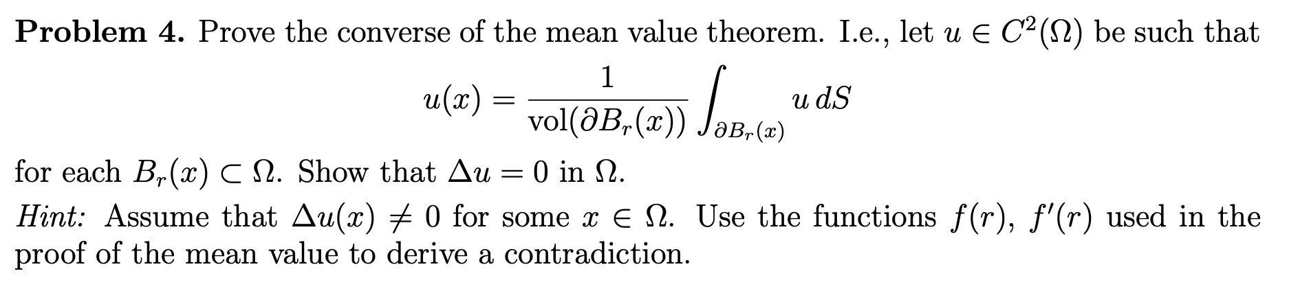 Solved Problem 4. ﻿Prove the converse of the mean value | Chegg.com