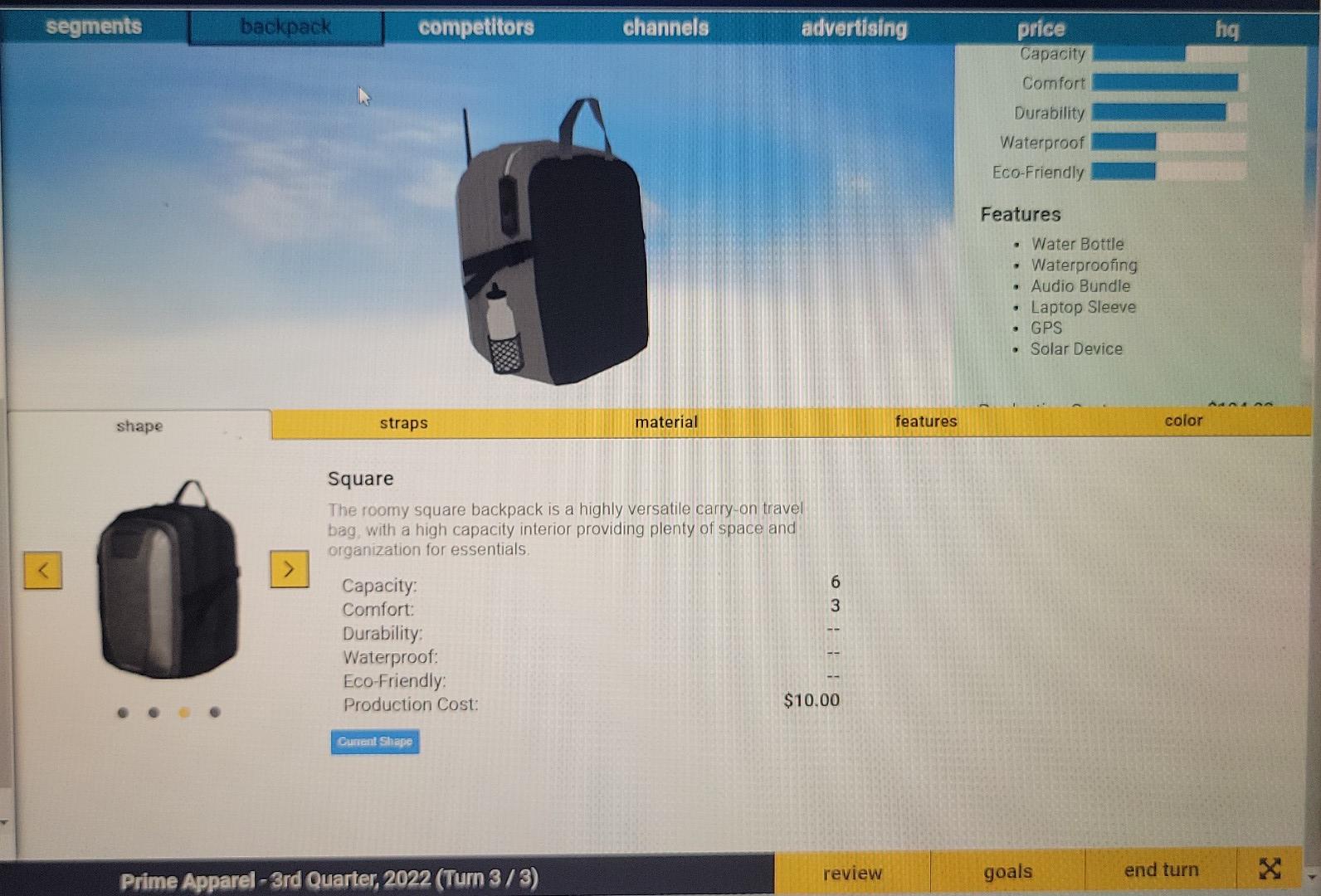 Solved segments backpack competitors channels advertising | Chegg.com