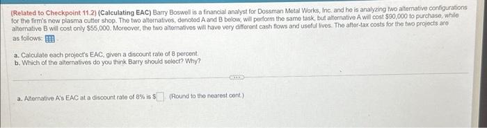 Solved (Related to Checkpoint 11.2) (Calculating EAC) Barry | Chegg.com