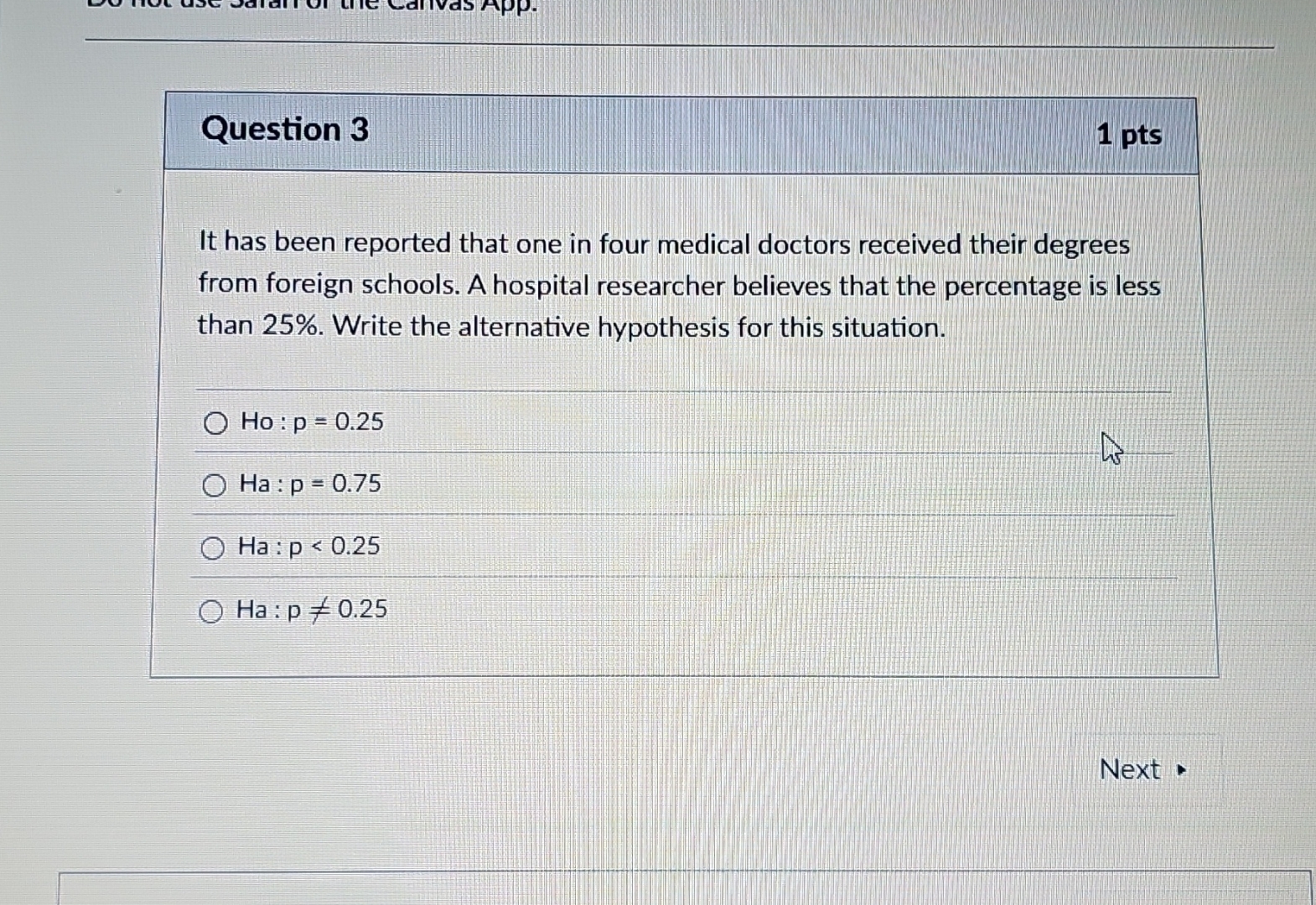Solved Question 31 ﻿ptsIt has been reported that one in four | Chegg.com