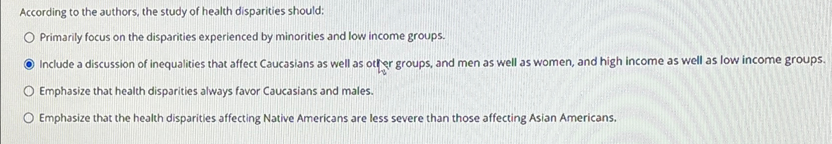 Solved According to the authors, the study of health | Chegg.com