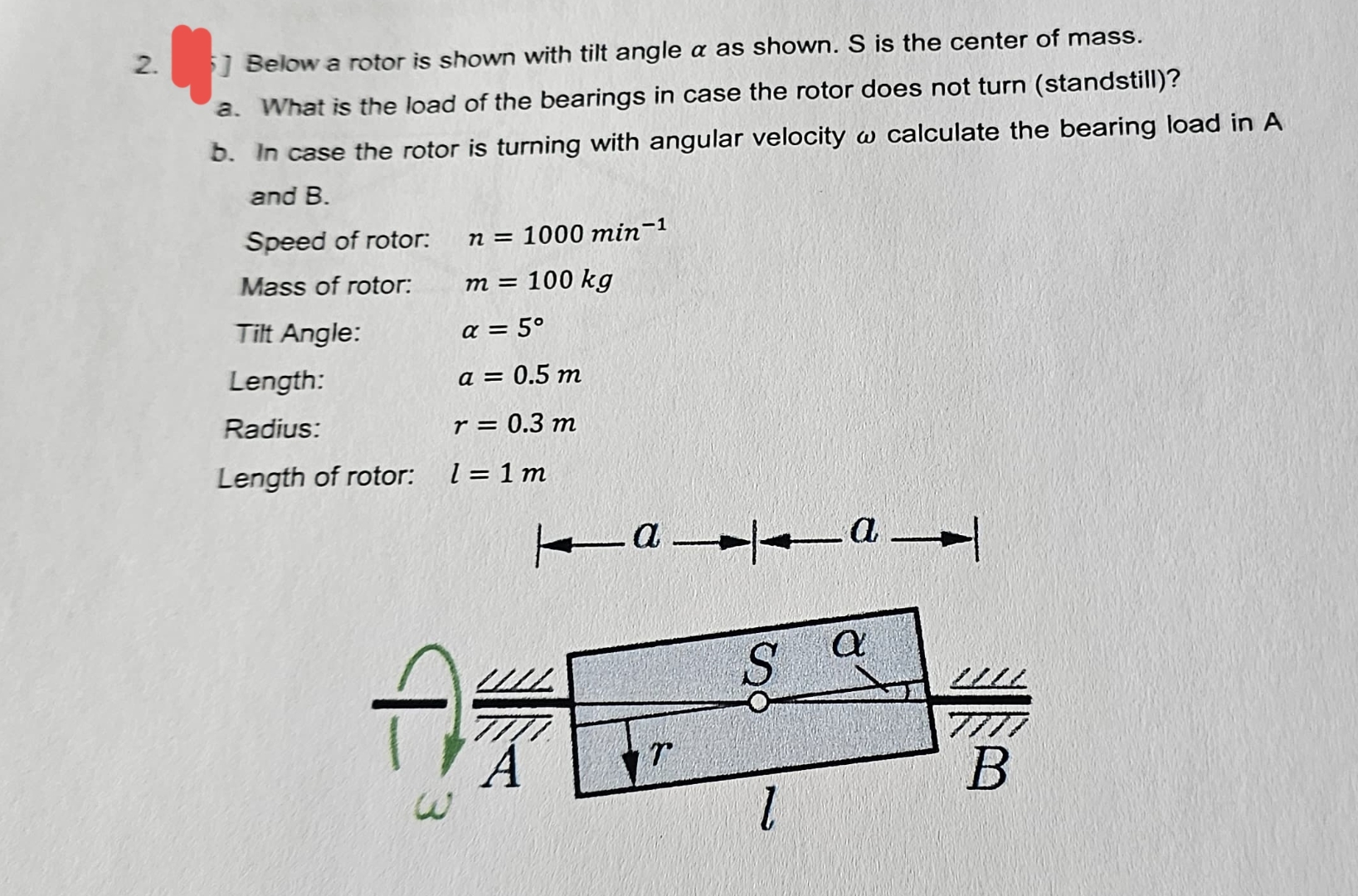 Solved Below a rotor is shown with tilt angle α ﻿as shown. S | Chegg.com