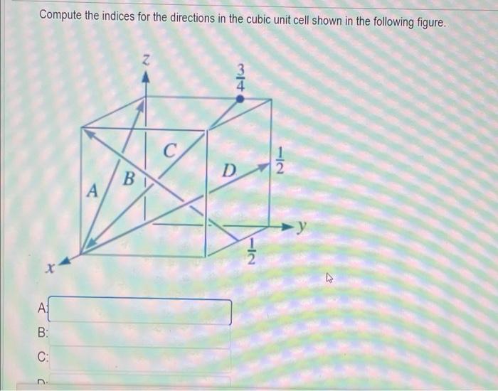 Solved Compute the indices for the directions in the cubic | Chegg.com