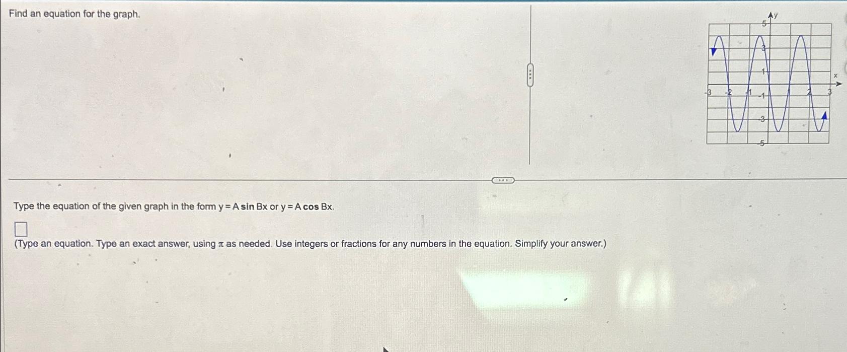 Solved Find an equation for the graph.Type the equation of | Chegg.com