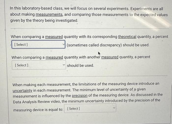 Solved In this laboratory-based class, we will focus on | Chegg.com