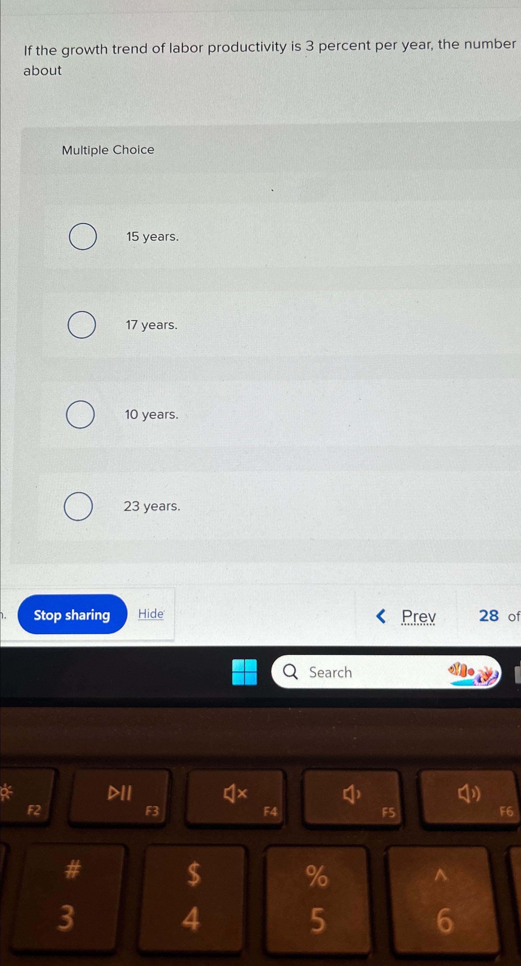 Solved If the growth trend of labor productivity is 3 | Chegg.com