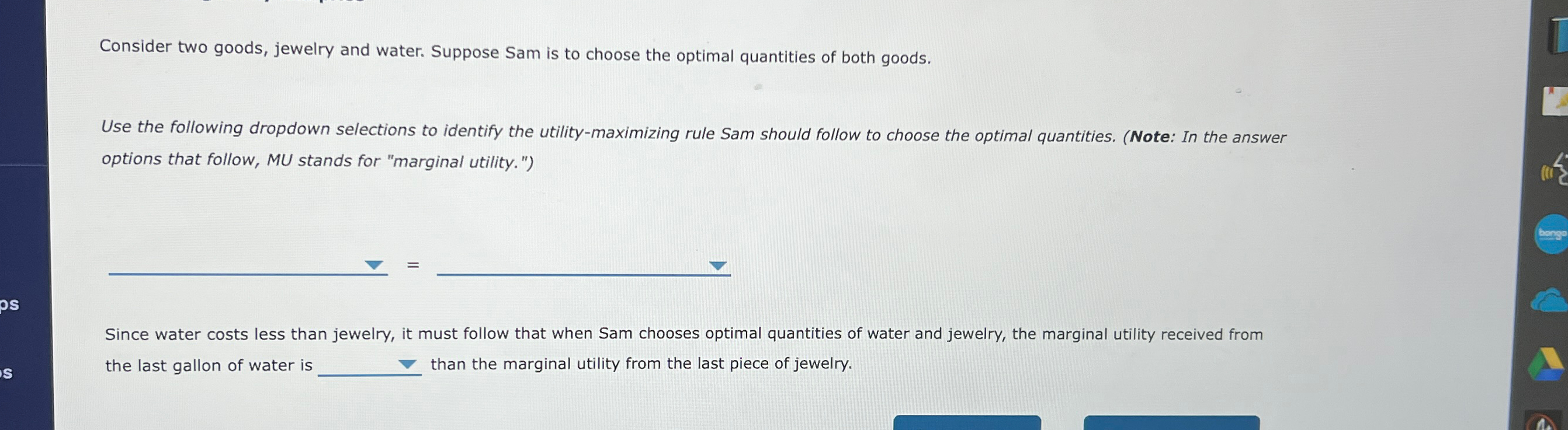 Solved Consider two goods, jewelry and water. Suppose Sam is | Chegg.com