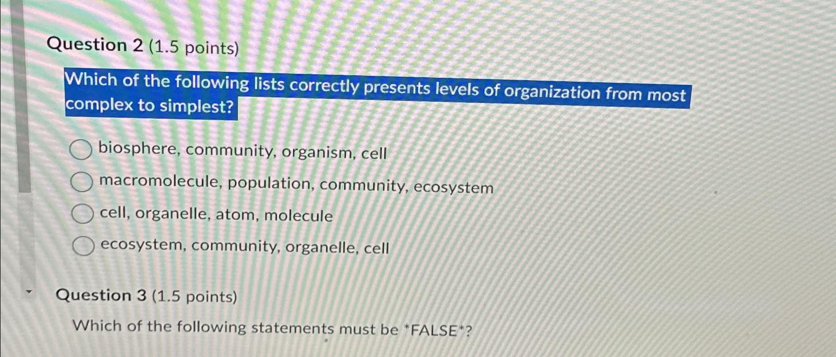 Solved Question 2 1 5 ﻿points Which Of The Following Lists
