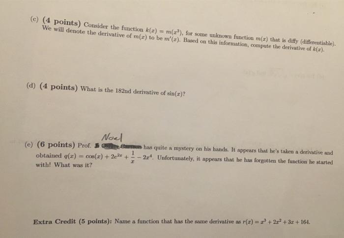 Solved (c) (4 points) Consider the function k(x)=m(x3), for | Chegg.com